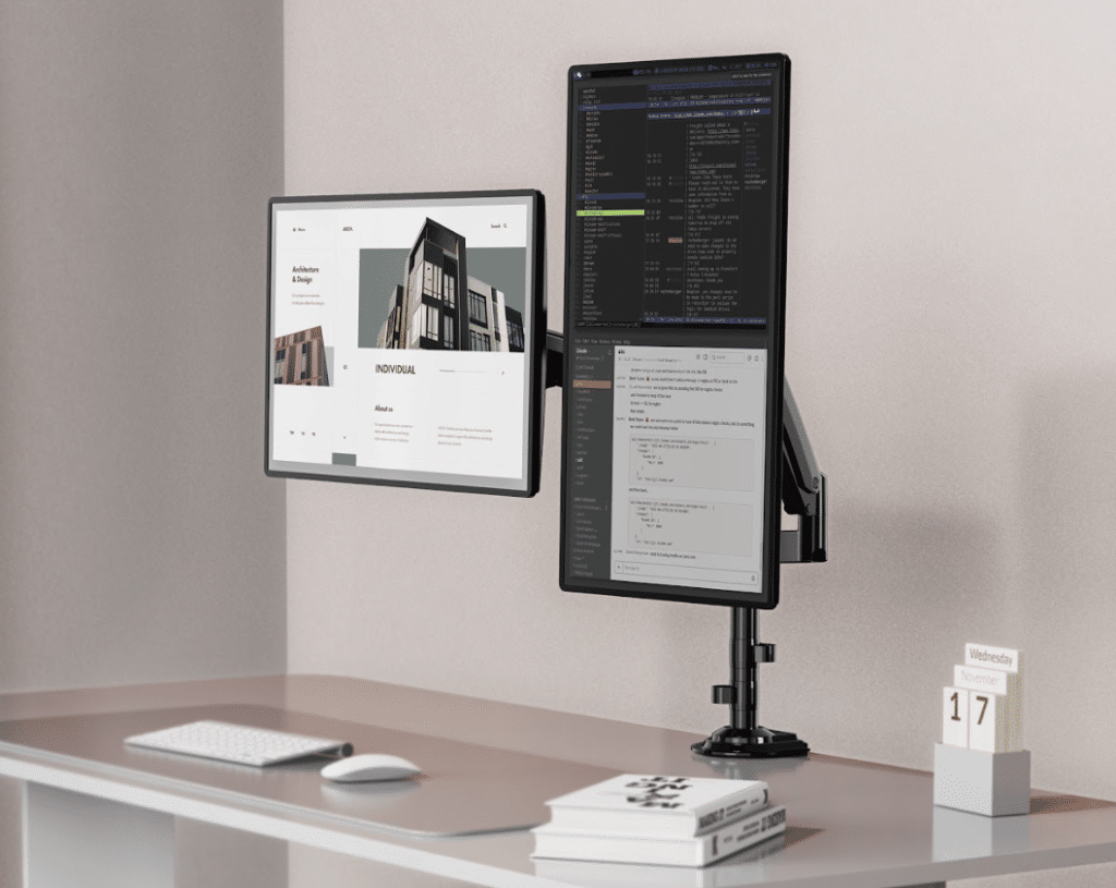 Dual Monitor Swivel Desk Mount For 17"-27" Screens (H180) V2 - North Bayou